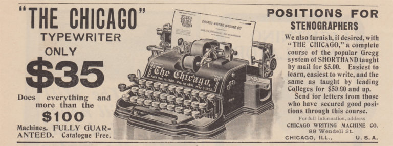 Chicago 1 Typewriter - Antique Typewriters