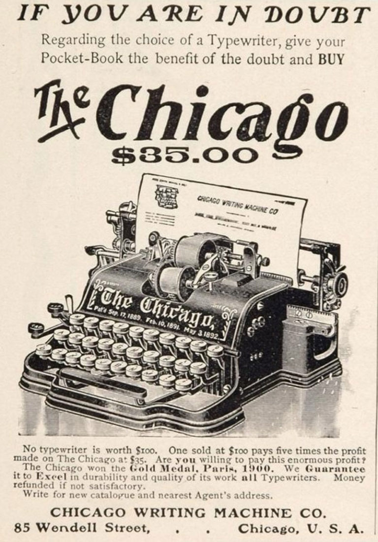 Chicago 1 Typewriter - Antique Typewriters